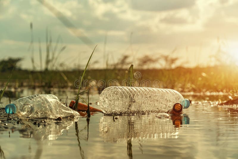 Plastic Bottle Garbage in River Stock Photo - Image of debris ...