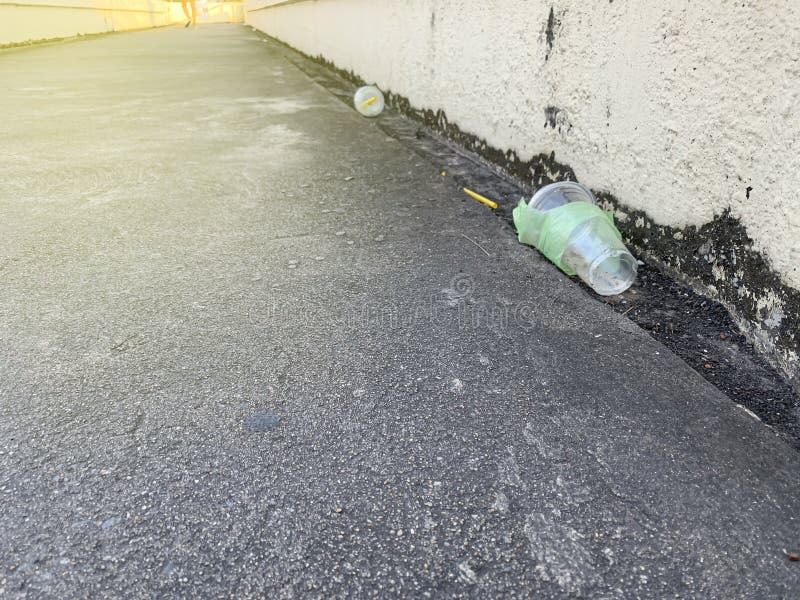 The Plastic Bottle or Plastic Glass Discard on Street Stock Image ...