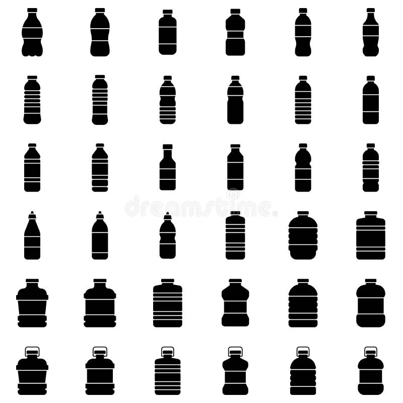 Plastic Bottle Icon Set Vector Illustration, Solid Style Stock Vector ...