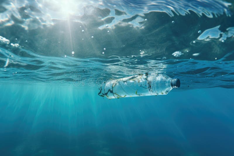 Plastic Bottle in the Ocean. World Plastic Pollution Stock Image ...