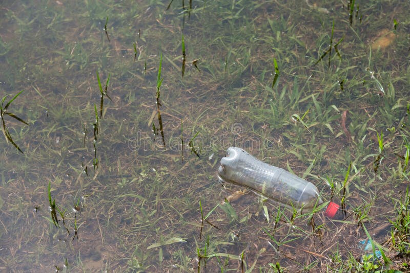 Plastic Bottle in the River, Garbage in the River at Chaiyaphum ...