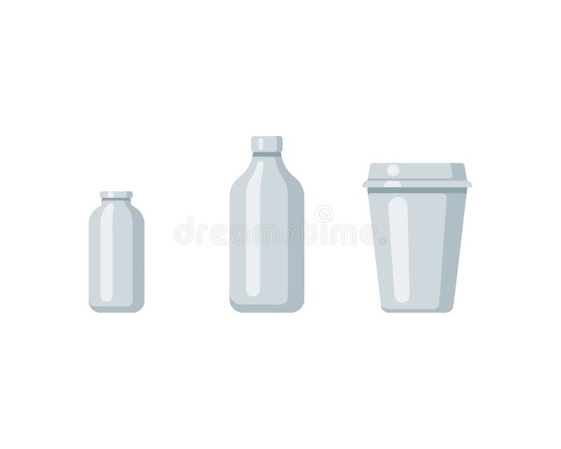 Plastic Bottle Set Design Flat Oil and Beverage. Set Containers of ...