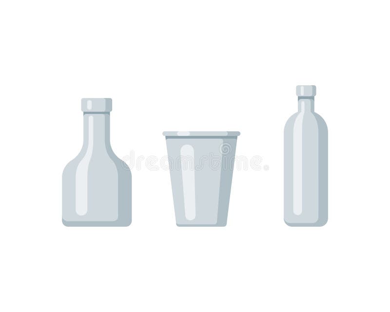 Plastic Bottle Set Design Flat Oil and Beverage. Set Containers of ...