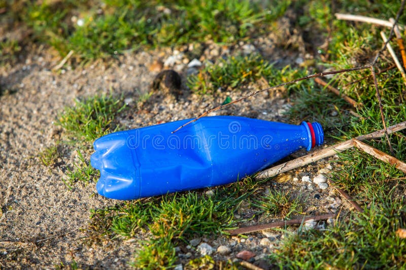Plastic Bottle on the Shore of the Lake. Environmental Pollution Stock ...