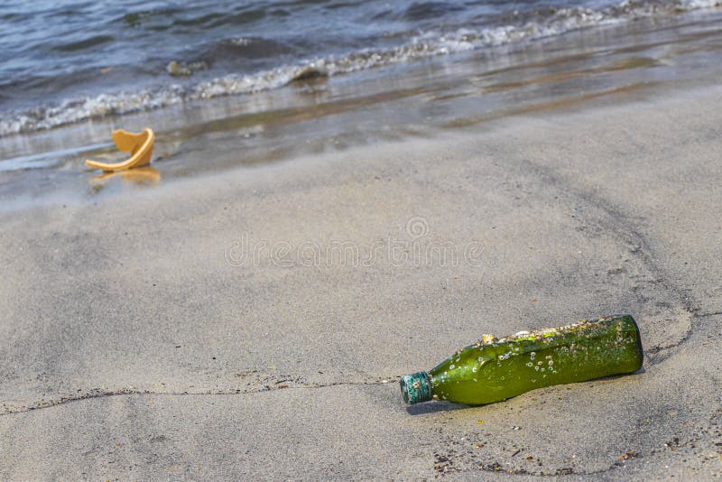Plastic Bottle Stranded Washed Up Garbage Pollution on Beach Brazil ...