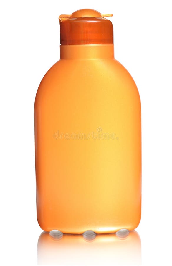 Plastic Bottle for Sun Lotion Stock Photo - Image of orange, bodylotion ...