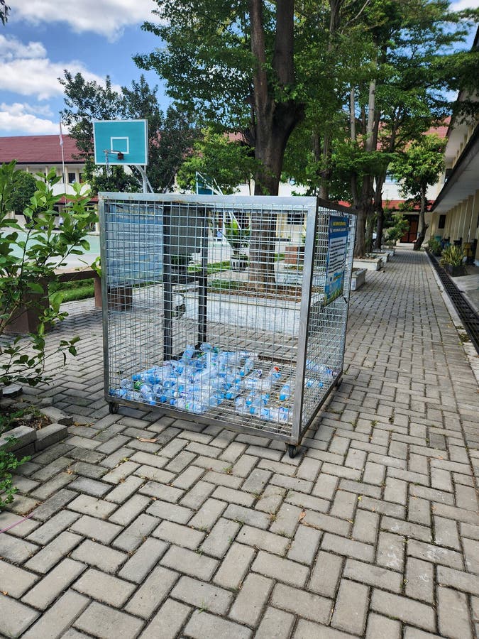 Plastic Bottle Waste Storage Made of Iron Stock Image - Image of city ...