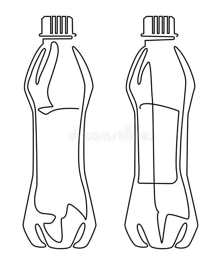 Plastic Bottle for Water and Drinks. Continuous Line Drawing Stock ...