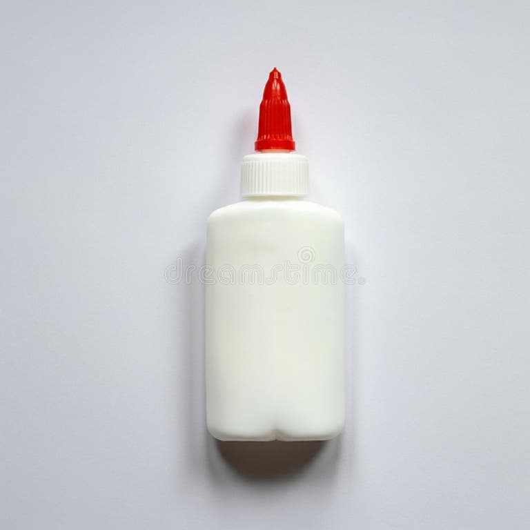 Plastic Bottle of White Glue with a Red Nozzle Cap, Designed for ...