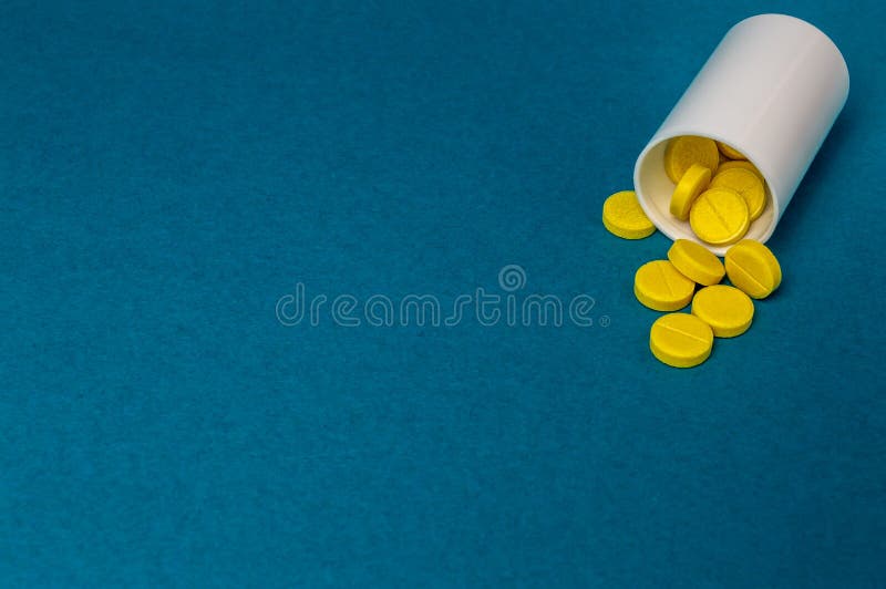 Plastic Bottle with Yellow Pills Close Up Stock Image - Image of oral ...