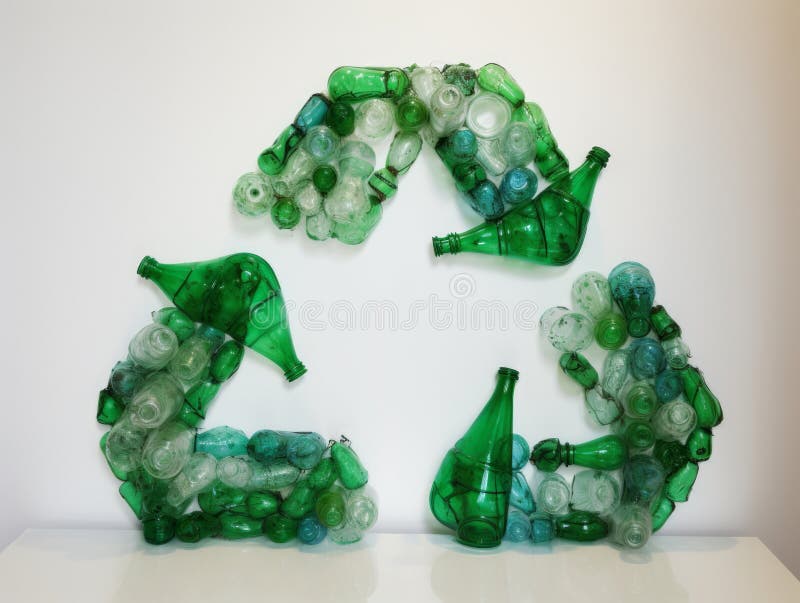 Plastic Bottles Arranged in the Shape of a Refuse Reuse Recycling Sign ...