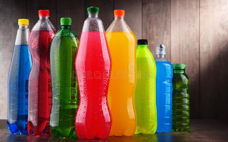 Plastic Bottles of Assorted Carbonated Soft Drinks Stock Image - Image ...
