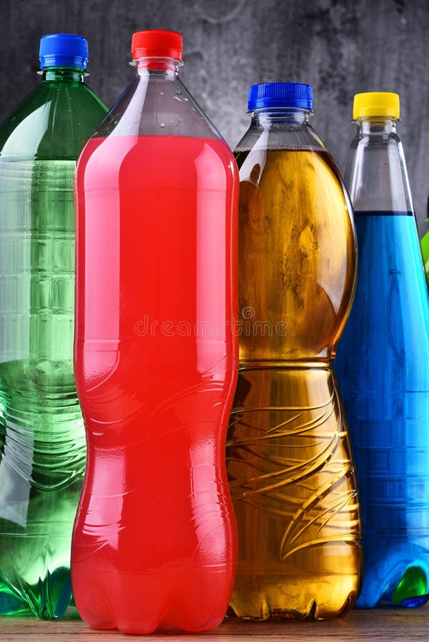 Plastic Bottles of Assorted Carbonated Soft Drinks Stock Photo - Image ...