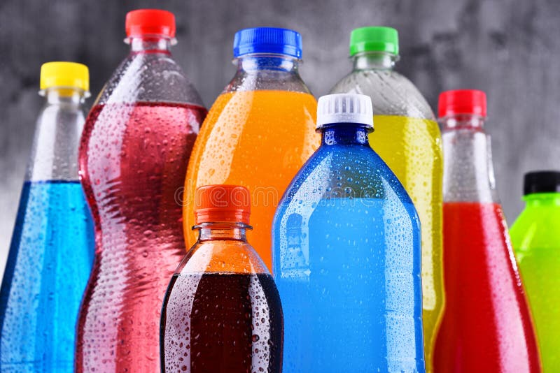Plastic Bottles of Assorted Carbonated Soft Drinks Stock Photo - Image ...