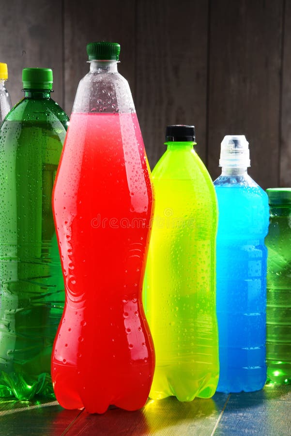 Plastic Bottles of Assorted Carbonated Soft Drinks Stock Photo - Image ...