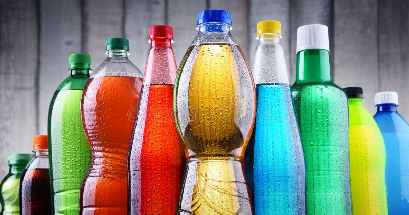 Plastic Bottles of Assorted Carbonated Soft Drinks Stock Image - Image ...