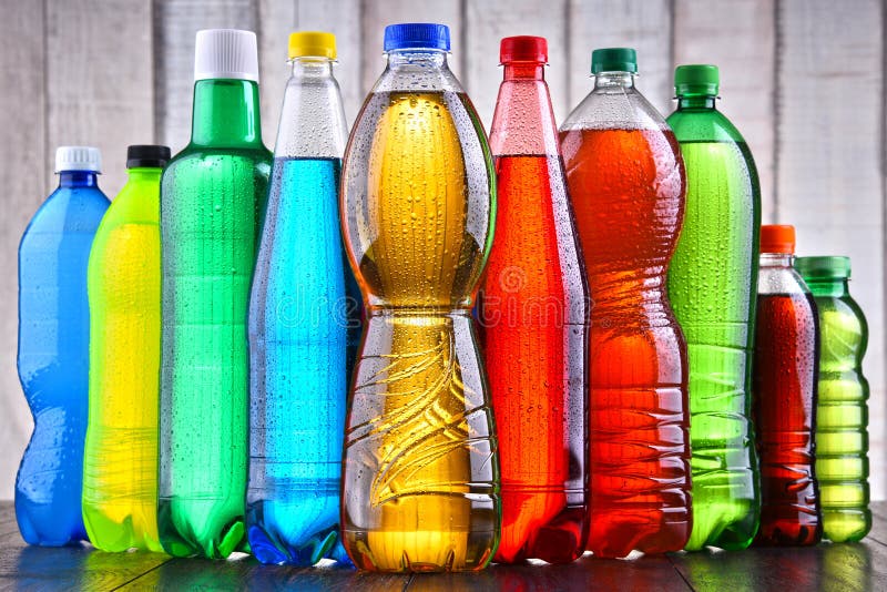 Plastic Bottles of Assorted Carbonated Soft Drinks Stock Image - Image ...