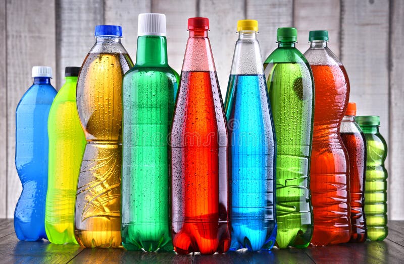 Plastic Bottles of Assorted Carbonated Soft Drinks Stock Photo - Image ...