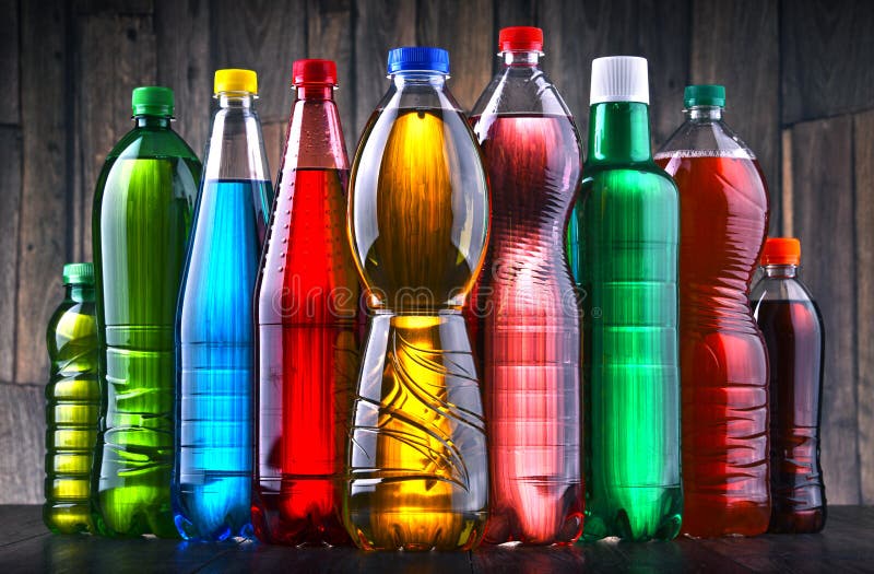 Plastic Bottles of Assorted Carbonated Soft Drinks Stock Image - Image ...