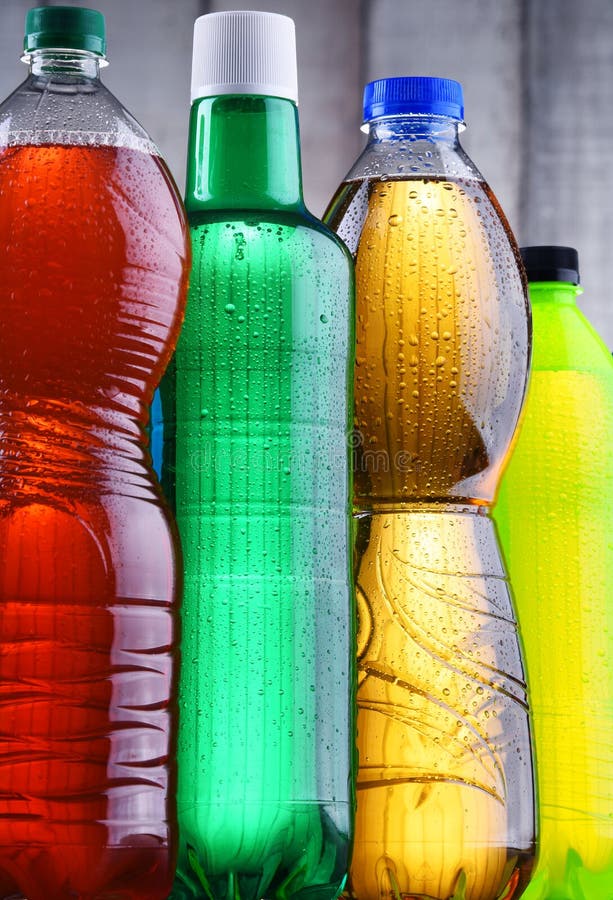 Plastic Bottles of Assorted Carbonated Soft Drinks Stock Photo - Image ...
