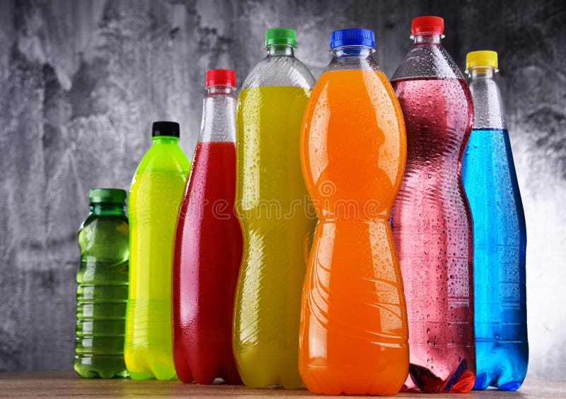 Plastic Bottles of Assorted Carbonated Soft Drinks Stock Photo - Image ...