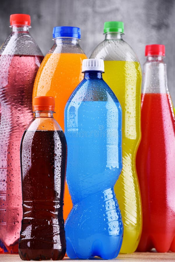 Plastic Bottles of Assorted Carbonated Soft Drinks Stock Photo - Image ...