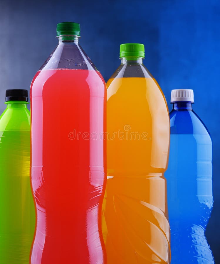 Plastic Bottles of Assorted Carbonated Soft Drinks Stock Photo - Image ...