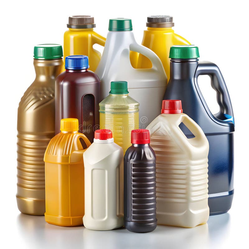 Plastic Bottles from Automobile Oils Isolated on White Stock ...