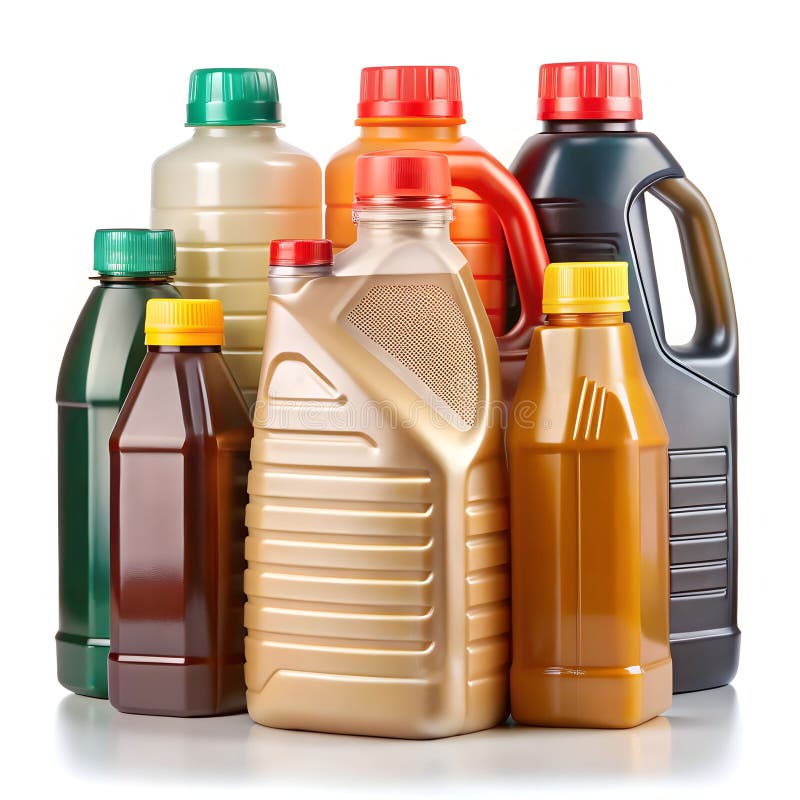 Plastic Bottles from Automobile Oils Isolated on White Stock ...