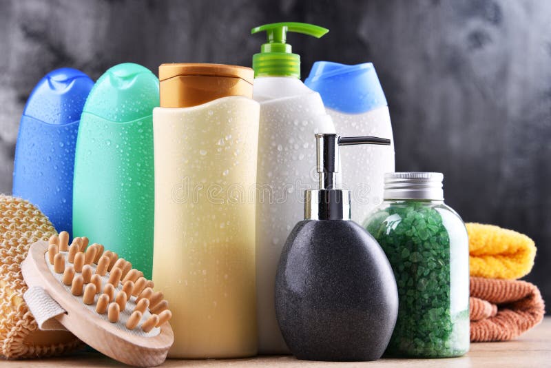Plastic Bottles of Body Care and Beauty Products Stock Image - Image of ...