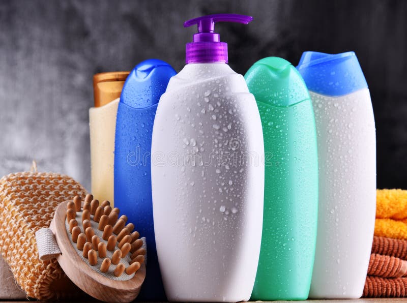 Plastic Bottles of Body Care and Beauty Products Stock Photo - Image of ...
