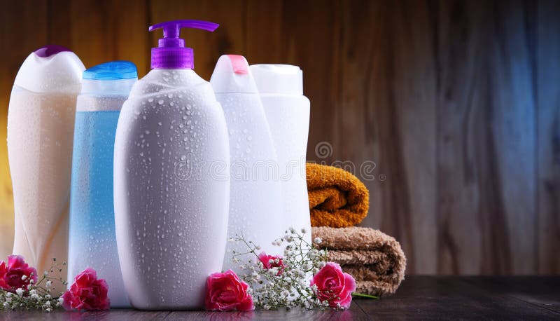 Plastic Bottles of Body Care and Beauty Products Stock Image - Image of ...