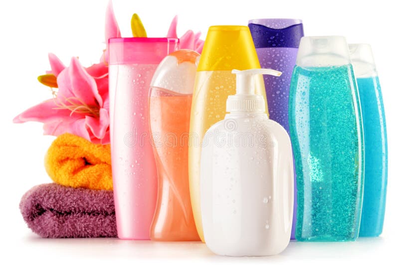 Plastic Bottles of Body Care and Beauty Products Stock Photo - Image of ...