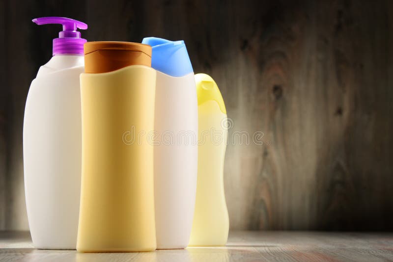 Plastic Bottles of Body Care and Beauty Products Stock Photo - Image of ...