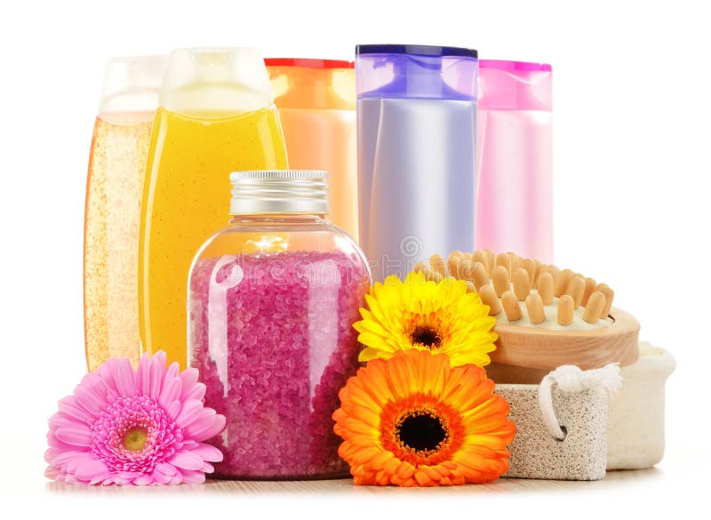 Plastic Bottles of Body Care and Beauty Products Stock Photo - Image of ...