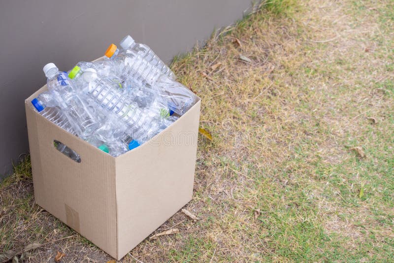 Plastic Bottles in Recycle Garbage Box Stock Image - Image of brown ...