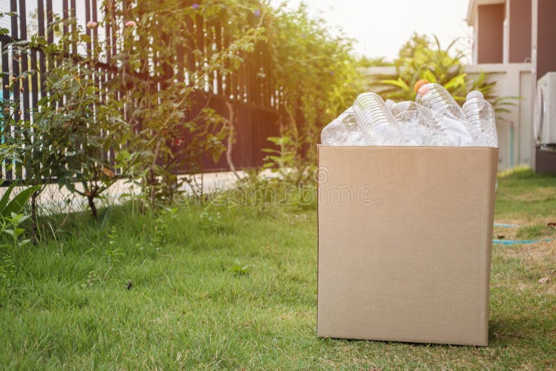 Plastic Bottles in Recycling Paper Box Reuse Concept Stock Photo ...
