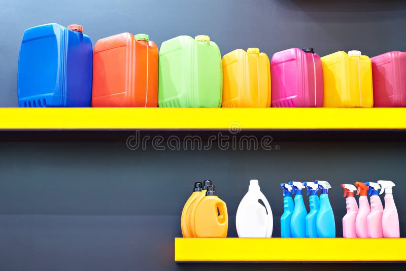 Plastic Bottles and Canisters for Household Chemicals Stock Image ...