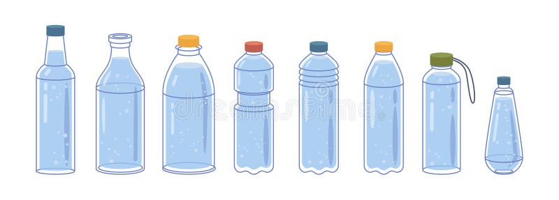 Plastic Bottles Collection, Containers with Lid Stock Vector ...