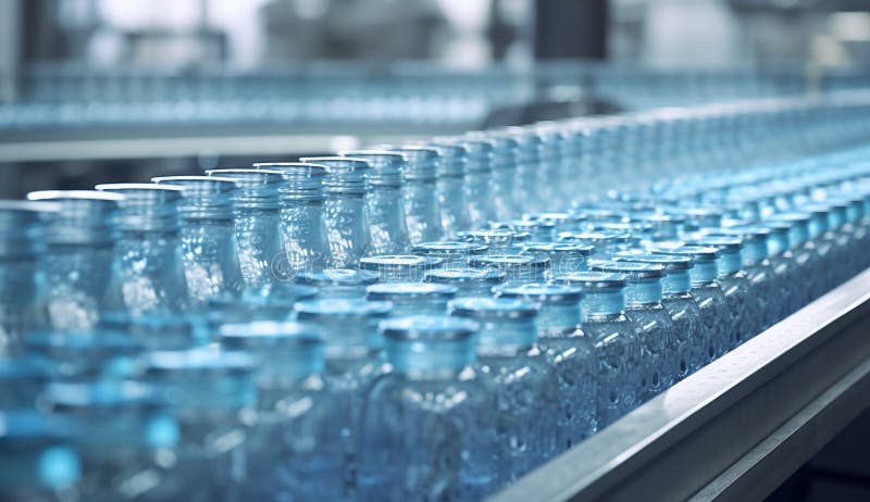 The Bottles of Water Factory with AI Generated. Stock Illustration ...