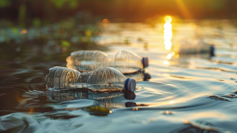 Group of Plastic Bottles Floating on Water Stock Photo - Image of ...