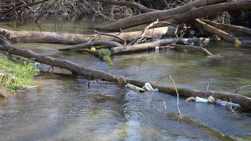 Plastic Bottles and Garbage on the River Stock Video - Video of issue ...
