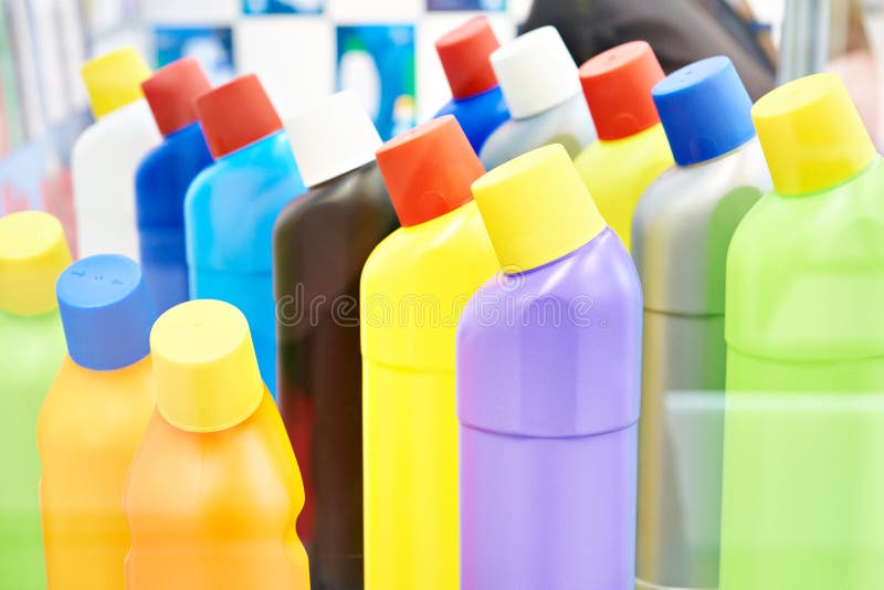 Plastic Bottles for Household Chemicals Stock Photo - Image of cleaning ...