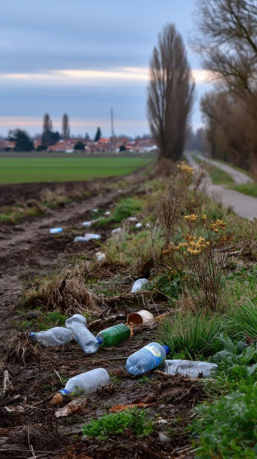 Plastic Bottles Littering Rural Landscape Environmental Pollution and ...