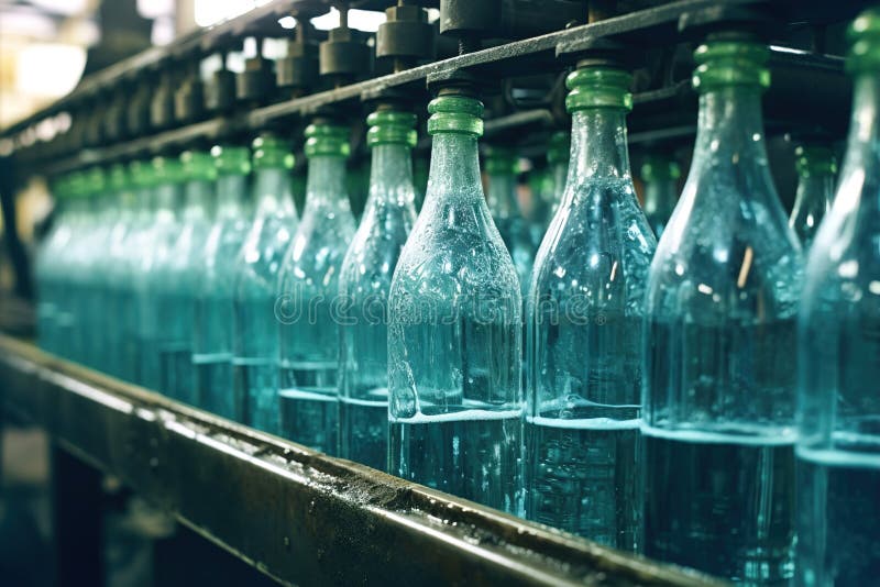 Plastic Bottles of Mineral Water on an Assembly Line in a Bottling ...