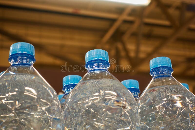 Plastic Bottles with Mineral Water on the Shop Counter Stock Image ...