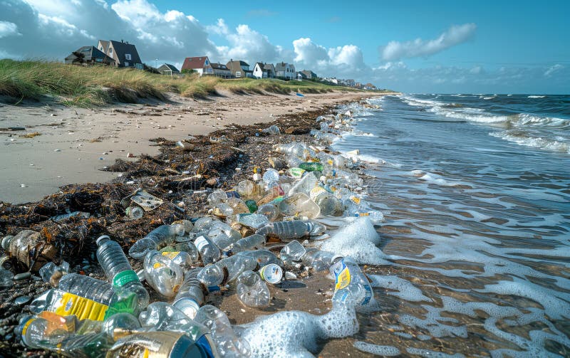 Plastic Bottles and Other Garbage Washed Up on the Beach. Environmental ...