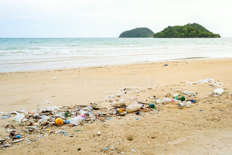 Plastic Bottles and Other Trash on Sea Beach Stock Photo - Image of ...