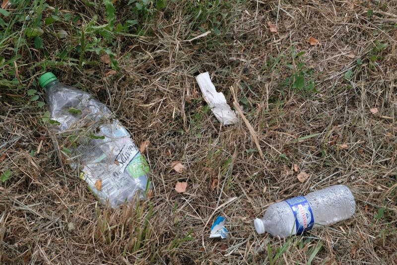 Plastic Bottles and Other Trash Thrown in the Grass Editorial Image ...