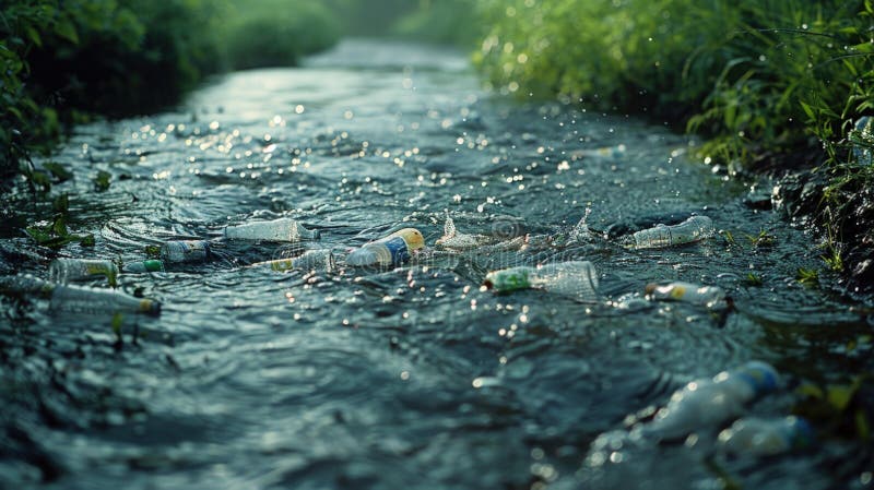 Plastic Bottles are Polluting a River, Showing the Harmful Effects of ...